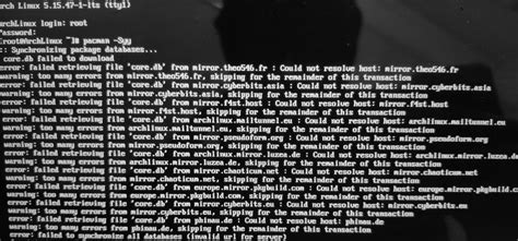 Networking Cannot Sync Pkgs And Refresh Pkg Databases With Pacman Under Archlinux Unix