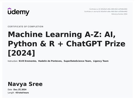 Navya Sree On Linkedin Machinelearning Python Continuouslearning Udemy
