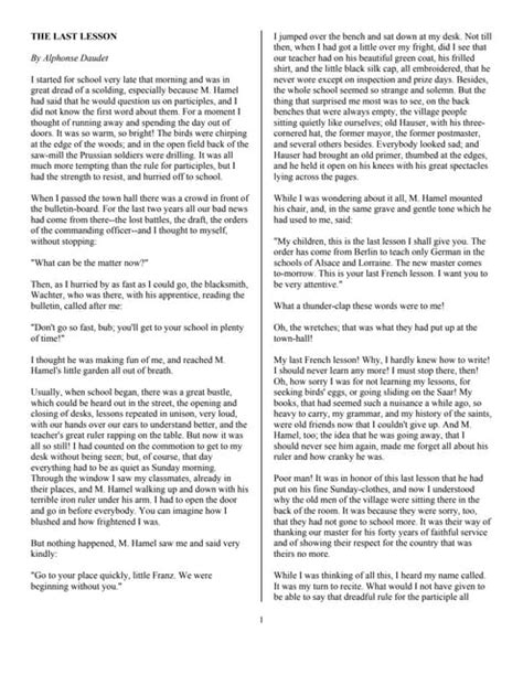 The Last Lesson By Alphonse Daudet For Class 12 Ppt