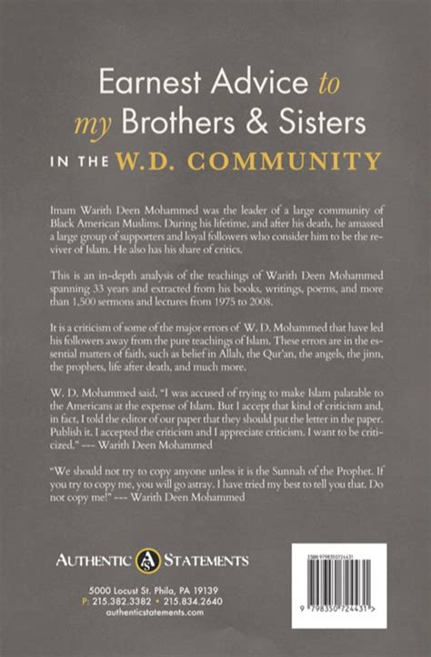 Earnest Advice To My Brothers And Sisters In The W D Community