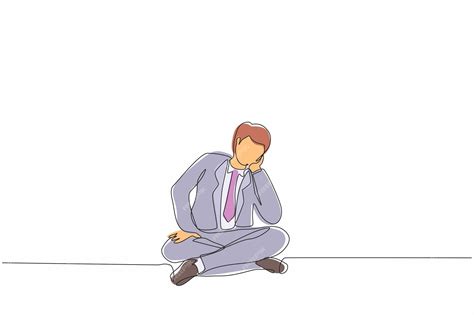 Непрерывная одна линия рисует бизнесмена который задает вопросы или