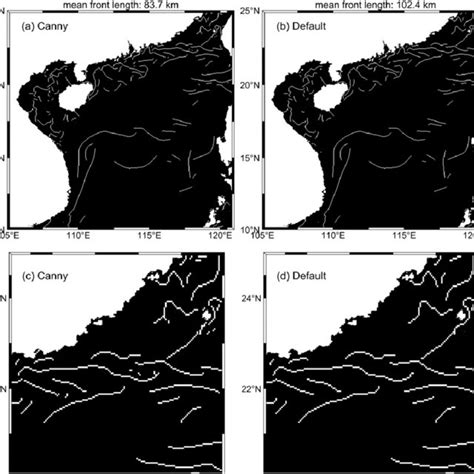 Frontal Lines Detected By A C The Standard Canny Algorithm And
