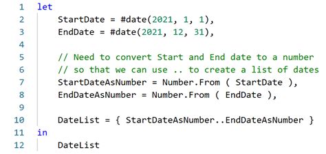 Create A Date Table In Power Query With M Code