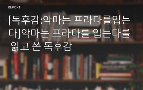 독후감악마는 프라다를입는다 악마는 프라다를 입는다를 읽고 쓴 독후감 레포트