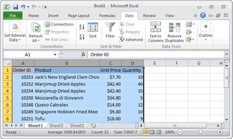 MS Excel 2010 Sort Data In Alphabetical Order Based On 1 Column