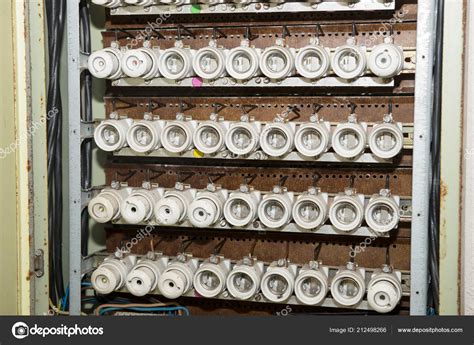 Old Electrical Fuse Box Porcelain Fuses — Stock Photo © kelifamily #212498266
