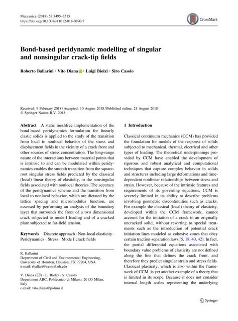 pdf bond based peridynamic modelling of singular and nonsingular