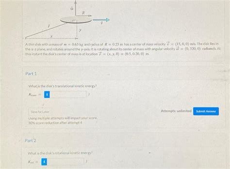 Solved A Thin Disk With A Mass Of M Kg And Radius Of Chegg Com