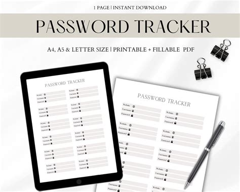 Password Tracker Minimalist Tracker Passwords Track Your Passwords