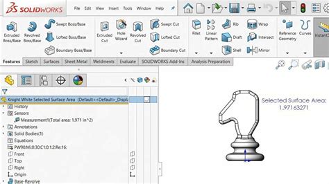 Create A Custom Property From A Selected Surface Area In Solidworks