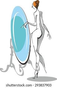 Female Figure Naked Woman Front Mirror Stock Vector Royalty Free Shutterstock