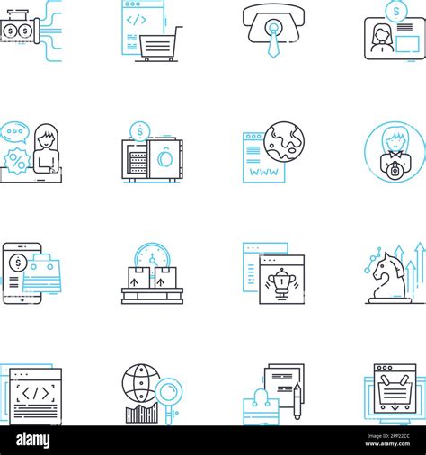 Digital Bazaar Linear Icons Set E Commerce Marketplace Encryption Cryptocurrency Blockchain
