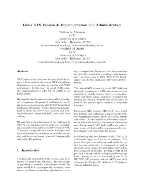 Linux Nfs Version 4 Implementation And Administration