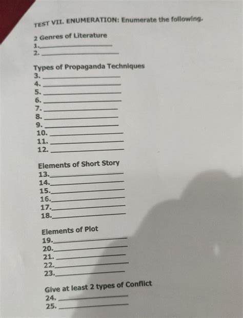 Test Vii Enumeration Enumerate The Following Studyx