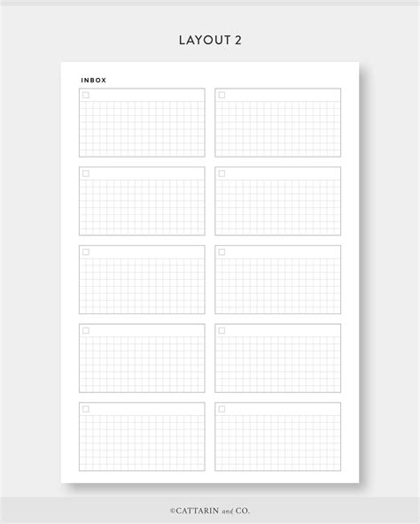 A4 US Letter Inbox Dashboard Printable Blank Grid Layout Inbox Tracker Template Morning