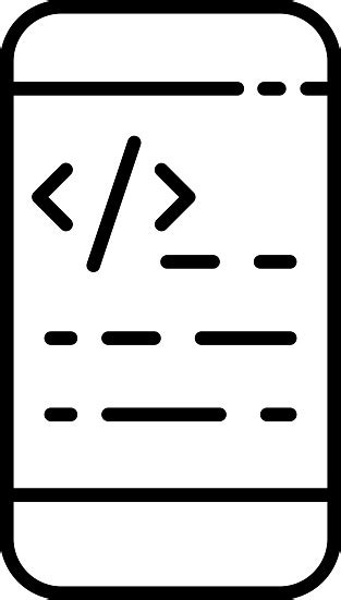 Mobile Code Outline Vector Illustration Icon Stock Illustration