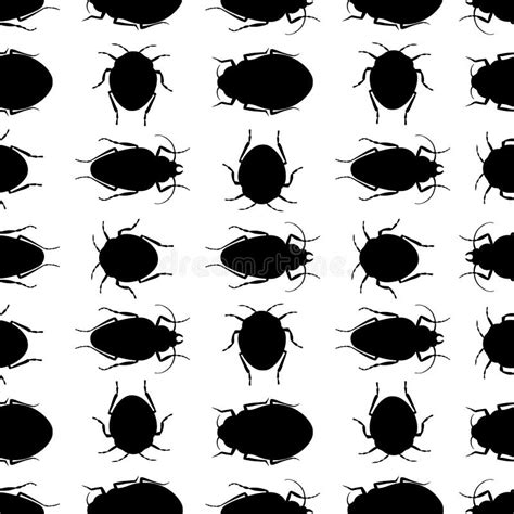 Escarabajos Negros De La Silueta En Un Fondo Blanco Una Repetici N