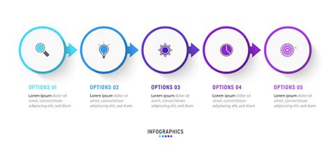 아이콘과 5가지 옵션 또는 단계가 있는 벡터 인포그래픽 레이블 디자인 템플릿입니다 프로세스 다이어그램 프레젠테이션 워크플로 레이아웃 배너 플로우 차트 정보 그래프에 사용할