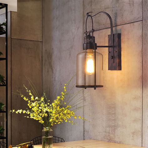 Farmhouse Wall Sconces Lighting Industrial Rustic Porch Wall Lamp Fixture With Clear Glass