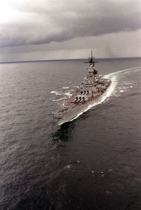 A Port Bow View Of The Battleship Uss Iowa Bb 61 Underway During Nato