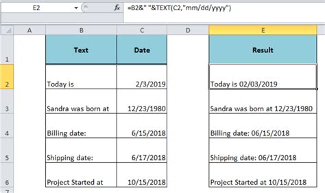excel formula join date and text in excel excel concat function