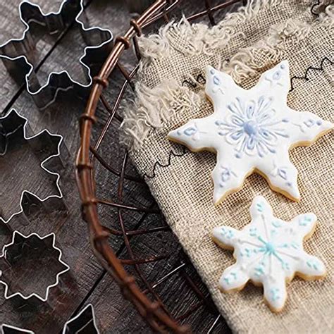 Snowflake Cookie Cutter Set Of 10 Pcs Stainless Steel Snowflake Shaped