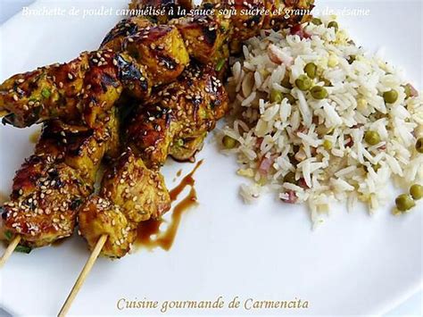 Recette de Brochette de poulet caramélisé à la sauce soja sucrée et