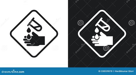Corrosive Acid Safety Sign Icon Set Warning Against Corrosive Acids