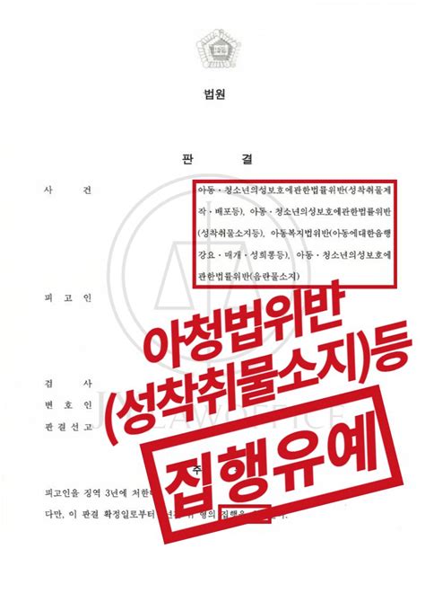 아청음란물제작·소지 등 집행유예 로톡