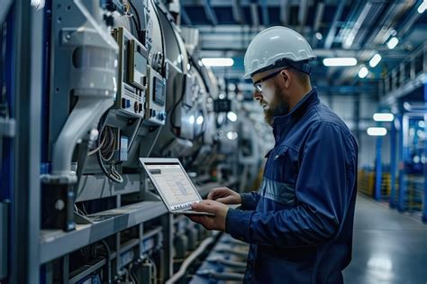 engineer with laptop overseeing programmable logic controller