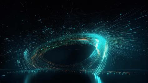 Futuristic 3d Portal Digital Particles Flowing In Cyberspace Background Tech Wallpaper 3d