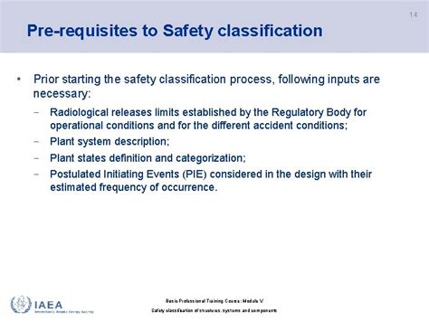 Basic Professional Training Course Module V Safety Classification
