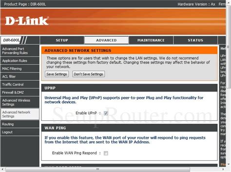 Dlink DIR L Screenshot AdvancedNetworkSettings