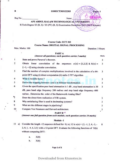 ect303 digital signal processing december 2023 pdf digital signal