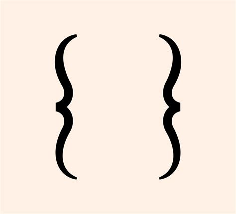Curly Braces Punctuation Mark Black Icon Vintage Elegant Brackets