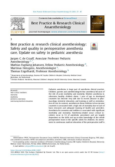 Pdf Best Practice And Research Clinical Anesthesiology Safety And
