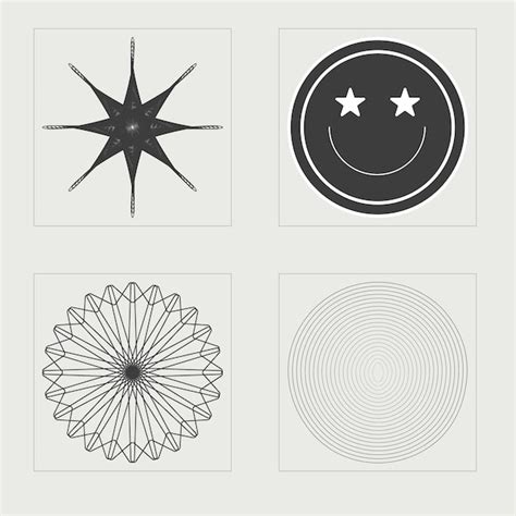 Premium Vector Retro Futuristic Elements For Design Big Collection Of Abstract Graphic