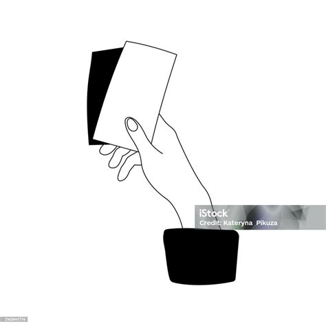 카드 티켓 돈을 들고 있는 아이콘 손 선 손으로 그린 흑인과 백인 벡터 일러스트 레이 션 개념에 대한 스톡 벡터 아트 및 기타 이미지 Istock