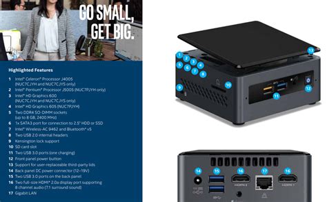 Intel NUC Kit NUC CJYH Celeron J Processor Barebone Desktop Computer Amazon In