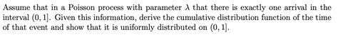 Solved Assume That In A Poisson Process With Parameter Chegg