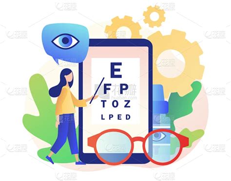 验光师现代人的眼睛绘画插图概念平坦的矢量病人卡通素材 花瓣网