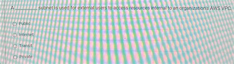 Solved A Subnet Is Used For External Users To Access