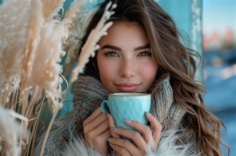 Premium Photo A Woman Holding A Cup Of Coffee In Her Hands And