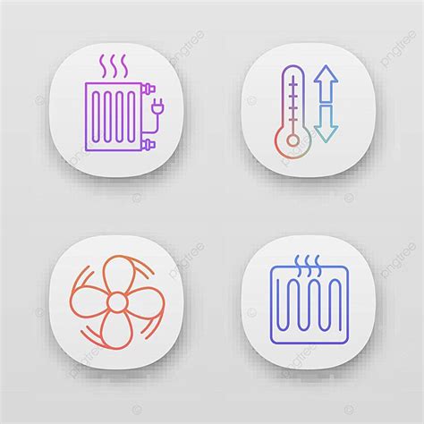 Air Conditioning App Icons Set Illustration Cooler Ux Vector Illustration Cooler Ux Png And