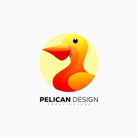 Vector Logo Ilustración Pelícano Diseño Degradado Colorido Vector Premium