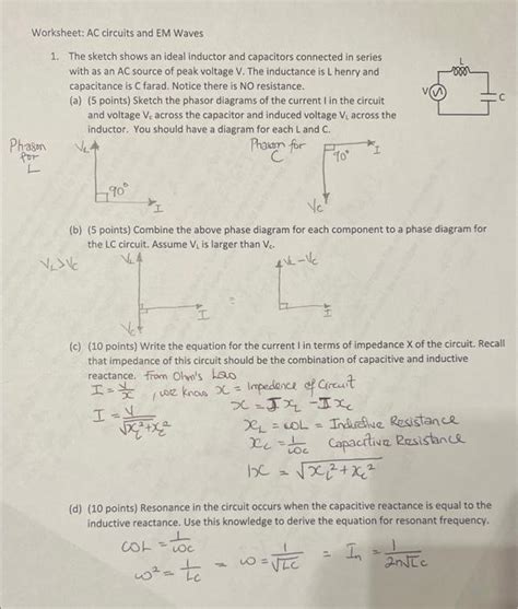 Solved 1 The Sketch Shows An Ideal Inductor And Capacitors