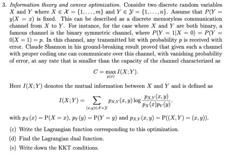 Solved Information Theory And Convex Optimization Consider