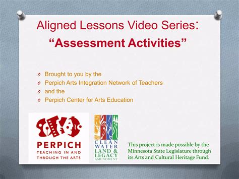 Arts Integration Framework Series Assessment Activities Pptx