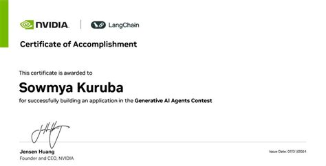 Sowmya Kuruba On Linkedin Nvidia Generativeai Aicontest Langchain 100daysonemoremile