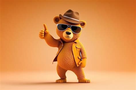 Premium Ai Image Plush Toy Character Stylish Teddy Bear In Hat And